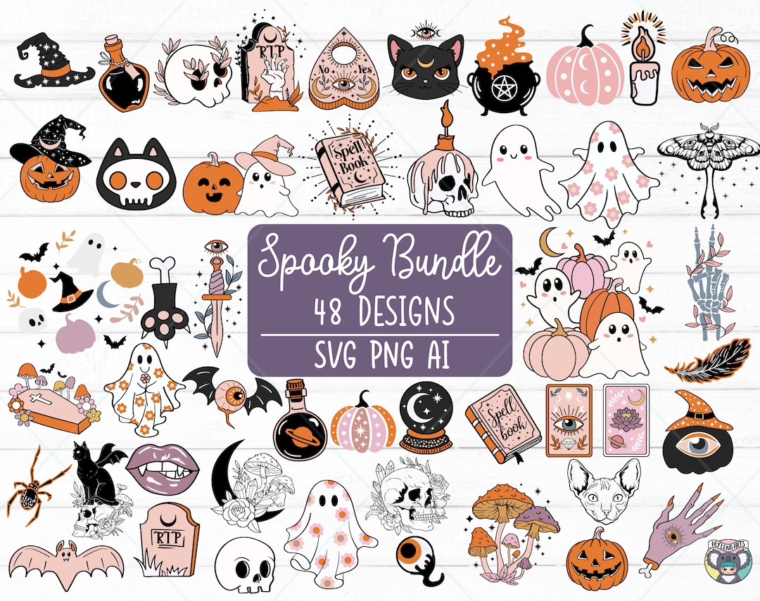 Retro Halloween SVG Bundle: Spooky Season Designs (digital Download) - Etsy