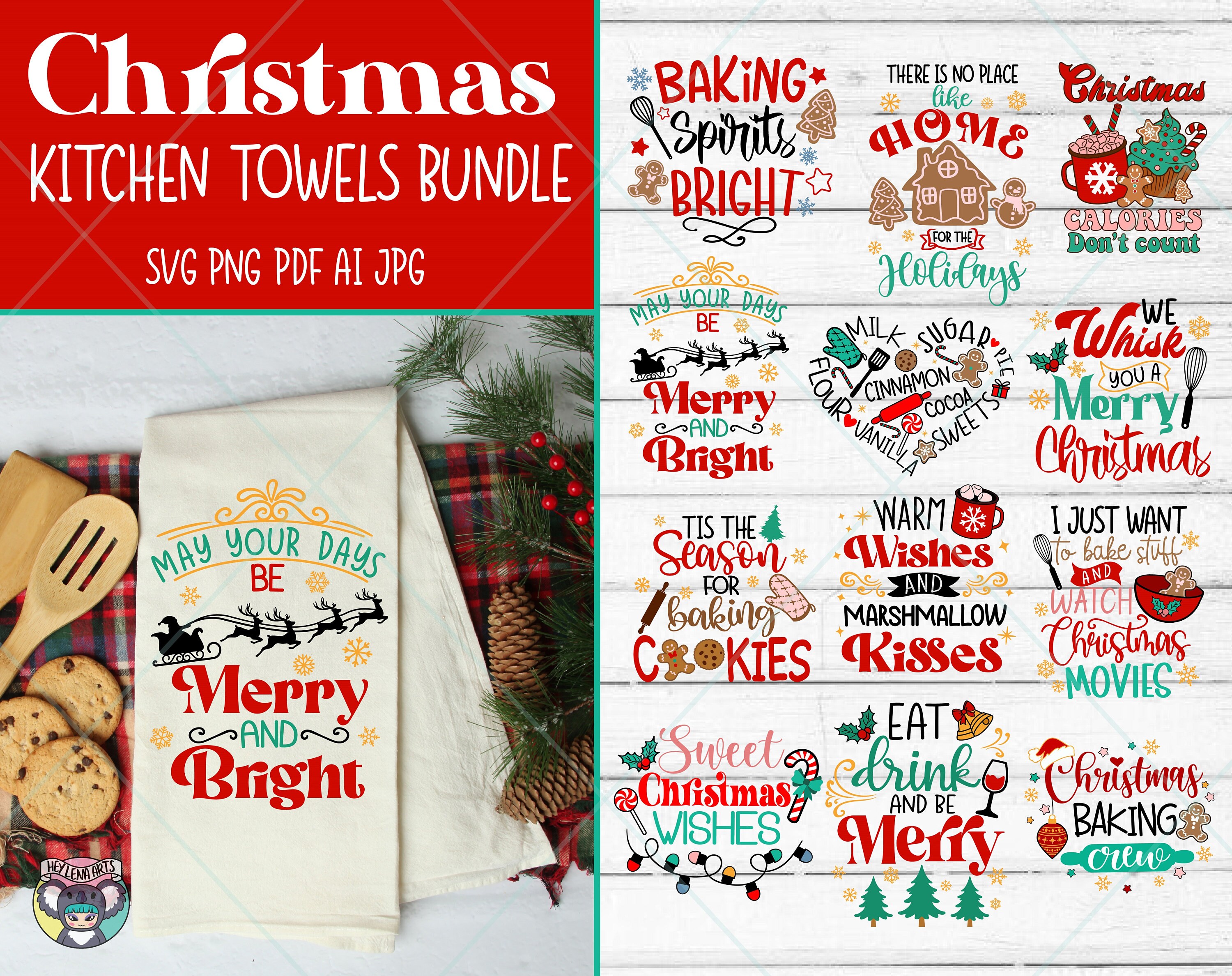 Christmas Kitchen Towels Svg Bundle Christmas Svg Bundle - Etsy