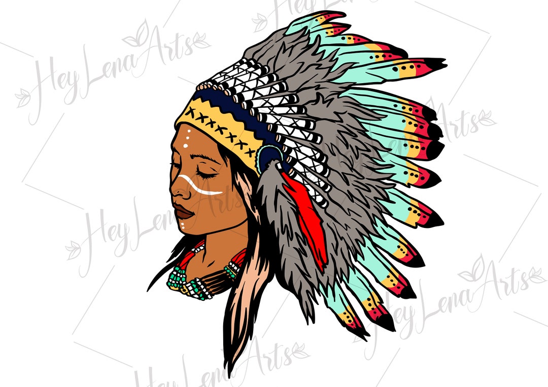 Indian Woman SVG, Native American, Headdress Svg, Warrior, Feather ...