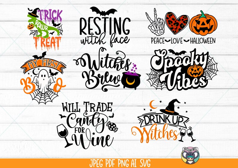 Halloween SVG Bundle Funny Halloween Svg Pumpkin Face Svg - Etsy