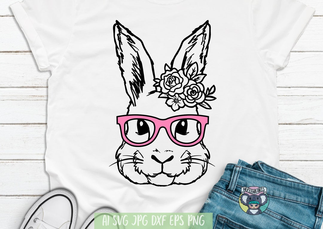 Easter Svg, Easter Bunny Svg, Bunny With Glasses Svg, Bunny Face Svg ...
