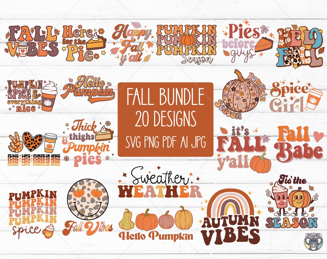 Fall Svg Bundle, Retro Fall Svg Bundle, Autumn Bundle Svg, Fall Svg ...