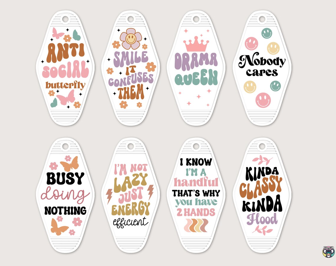 Sarcastic Motel Keychain SVG Bundle: Retro Sassy Quotes (digital Files ...
