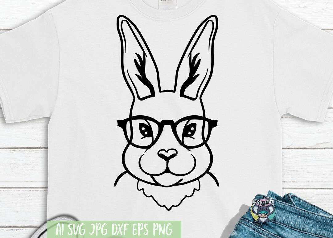 Bunny With Glasses Svg, Easter Svg, Bunny Face Svg, Easter Shirt Svg ...