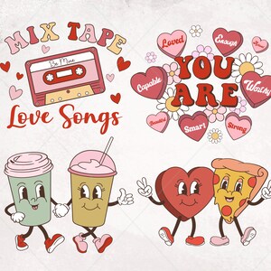 Retro Valentine's Day Clipart Bundle: Groovy PNG SVG PDF - Etsy