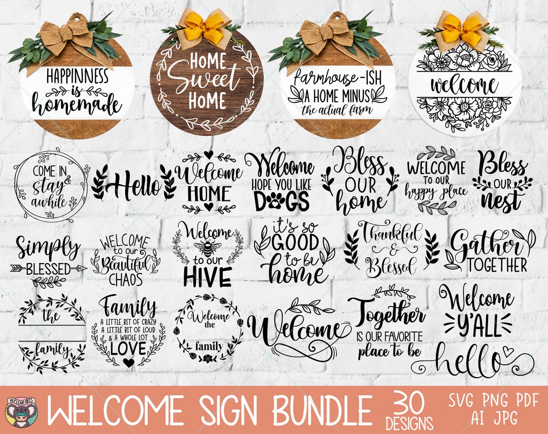 Round Welcome Sign Svg Bundle, Welcome Home Svg, Farmhouse Round Door ...