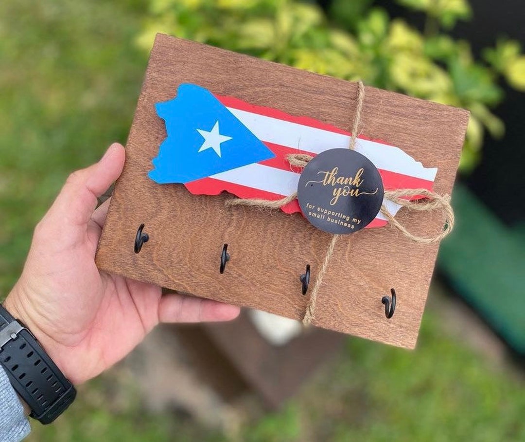 Puerto Rico Key Holder: Baltic Birch Wood Keychain Organizer - Etsy