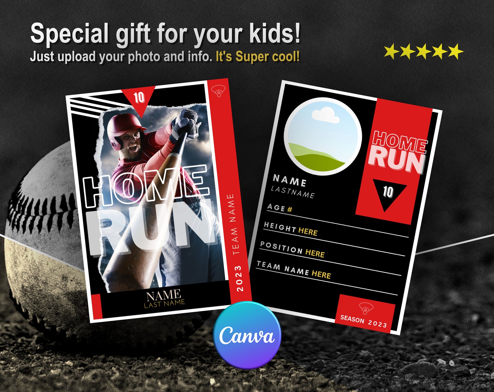 Canva Baseball Card Template / Player Card / Baseball / Baseball ...