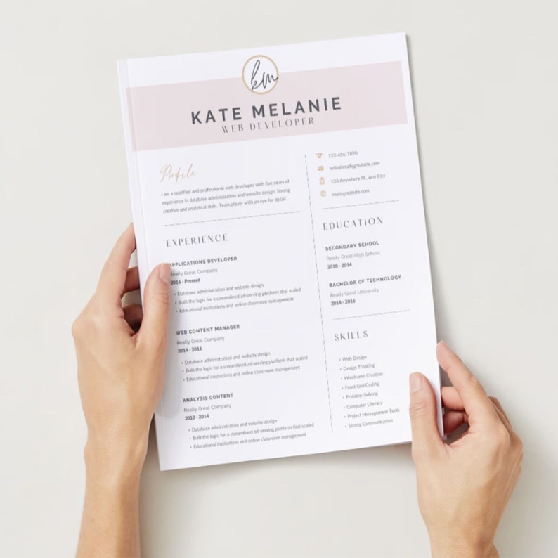 Resume Template Elegant and Pretty Editable Template - Etsy