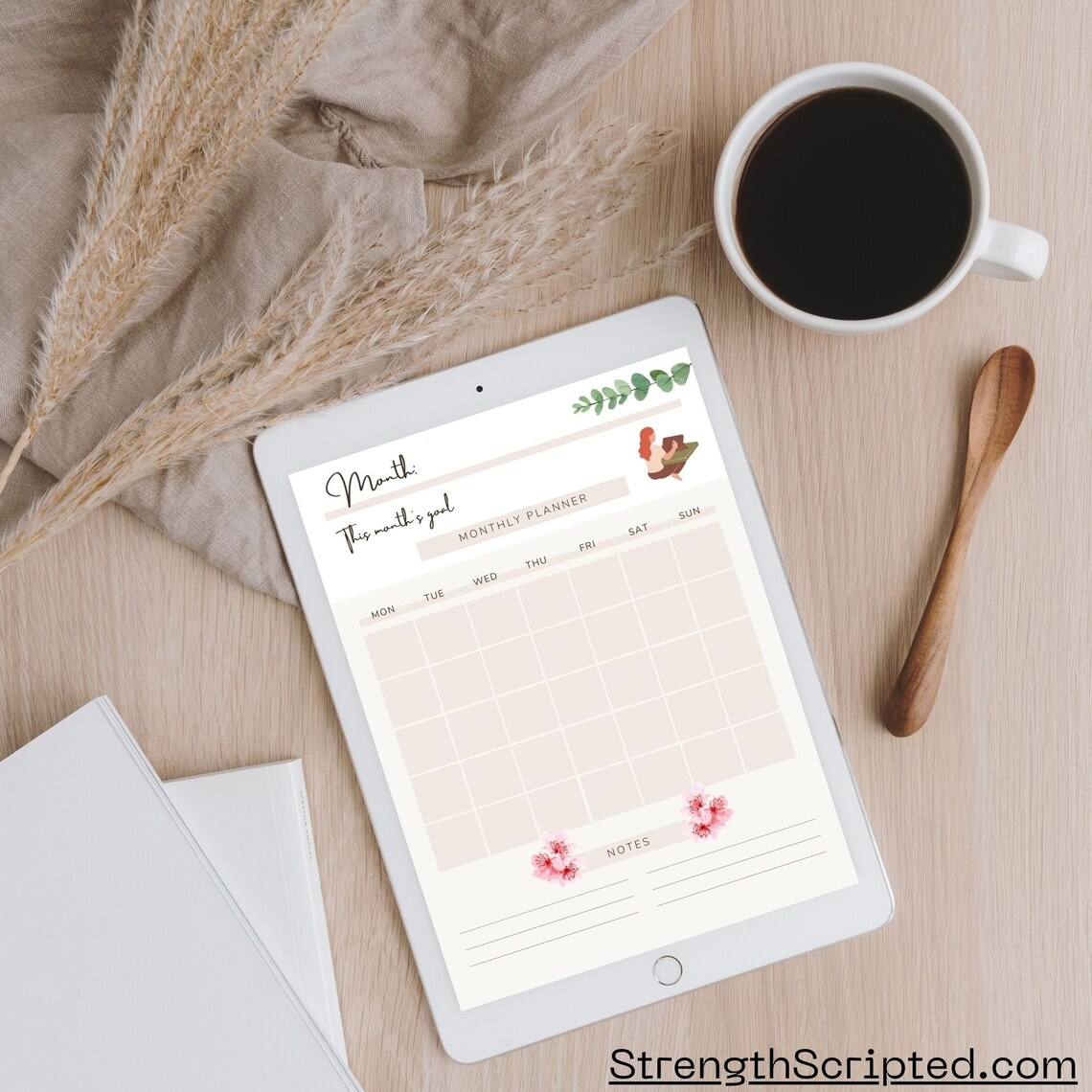 Monthly & Daily Digital Planner Printable File for Use on iPad or Other ...