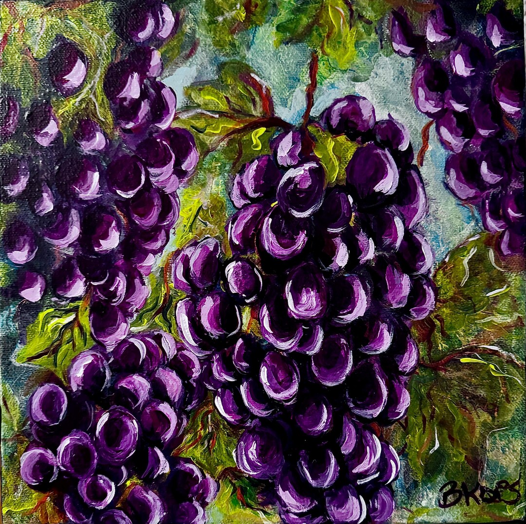 The Grapes Acrylic Painting Fruit Smallart Art Artwork - Etsy