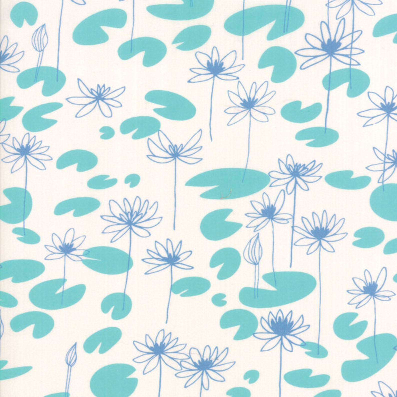 Moda Botanica Daisies and Lillypads - Etsy