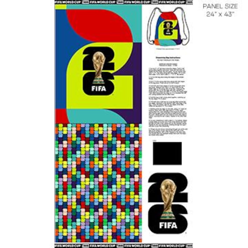 FIFA Black Multi Panels by Northcott Fabric - Etsy