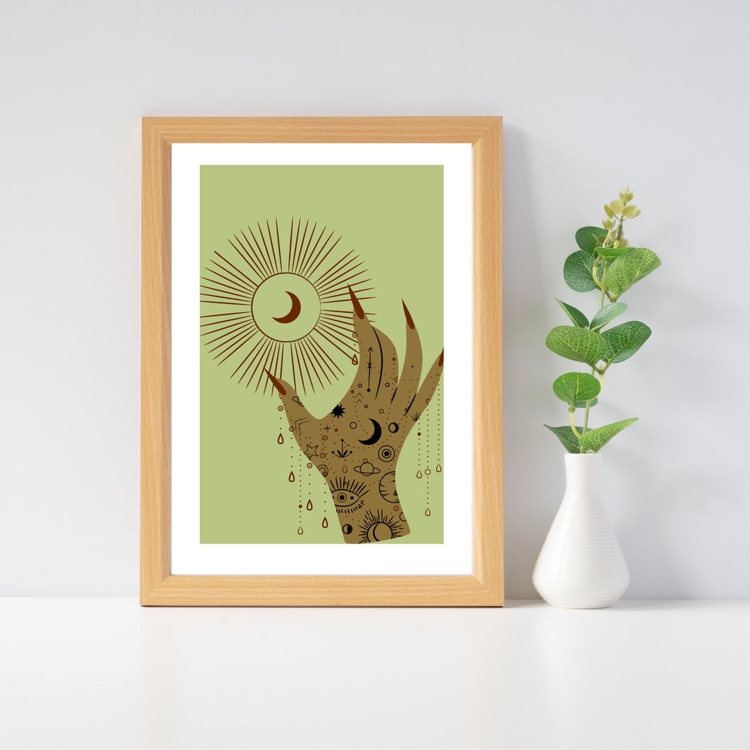 Mystical Gothic Sage Hand Print Digital A4 Download for Living Room ...