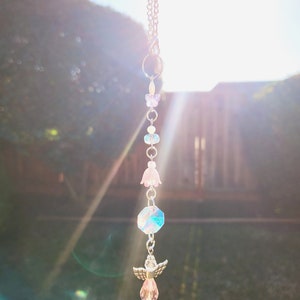 Pink Crystal Guardian Angel Car Rear View Mirror Accessories, Angel Car ...