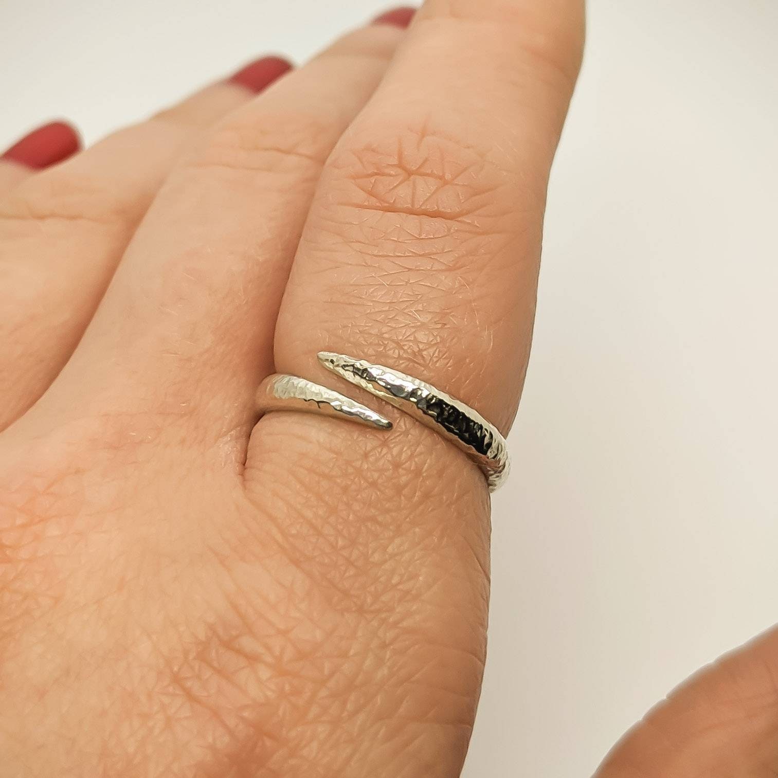 Silver open ring polished or textured | Etsy