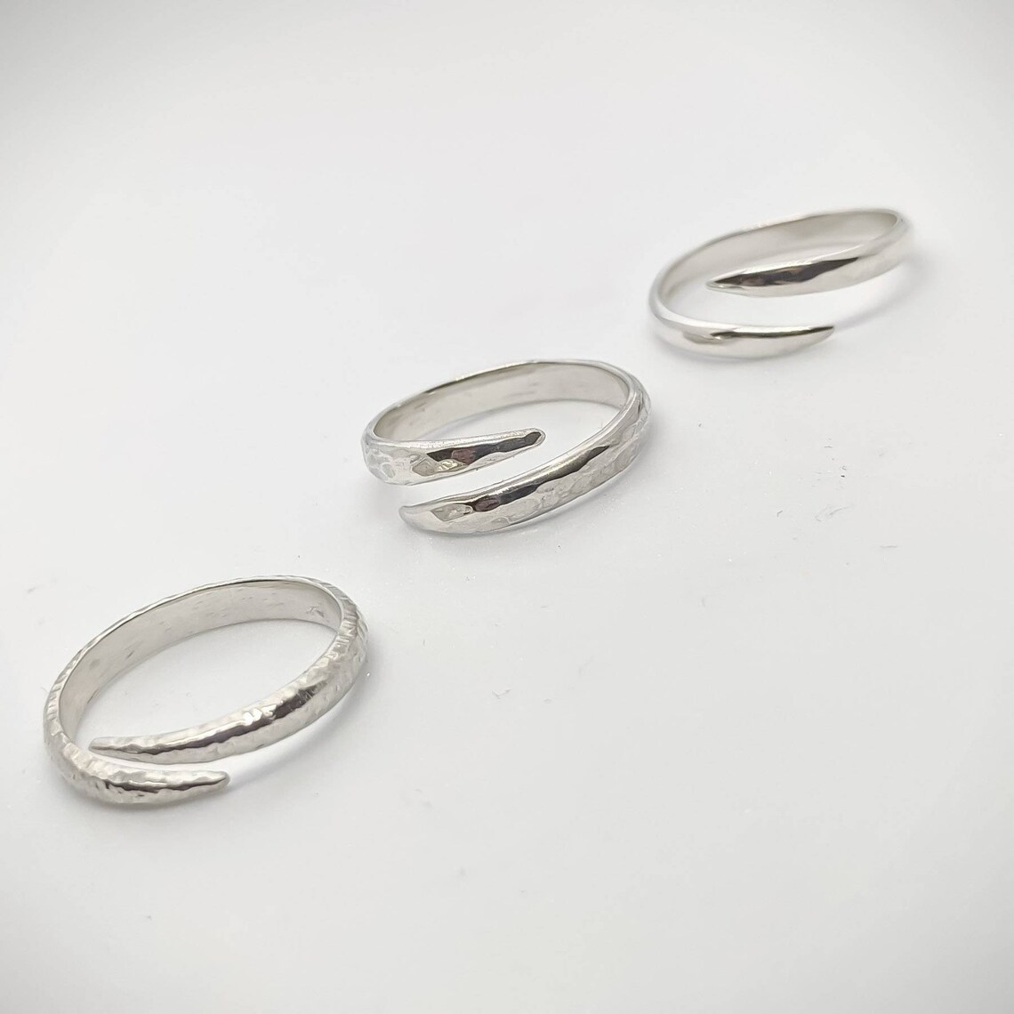 Silver open ring polished or textured | Etsy