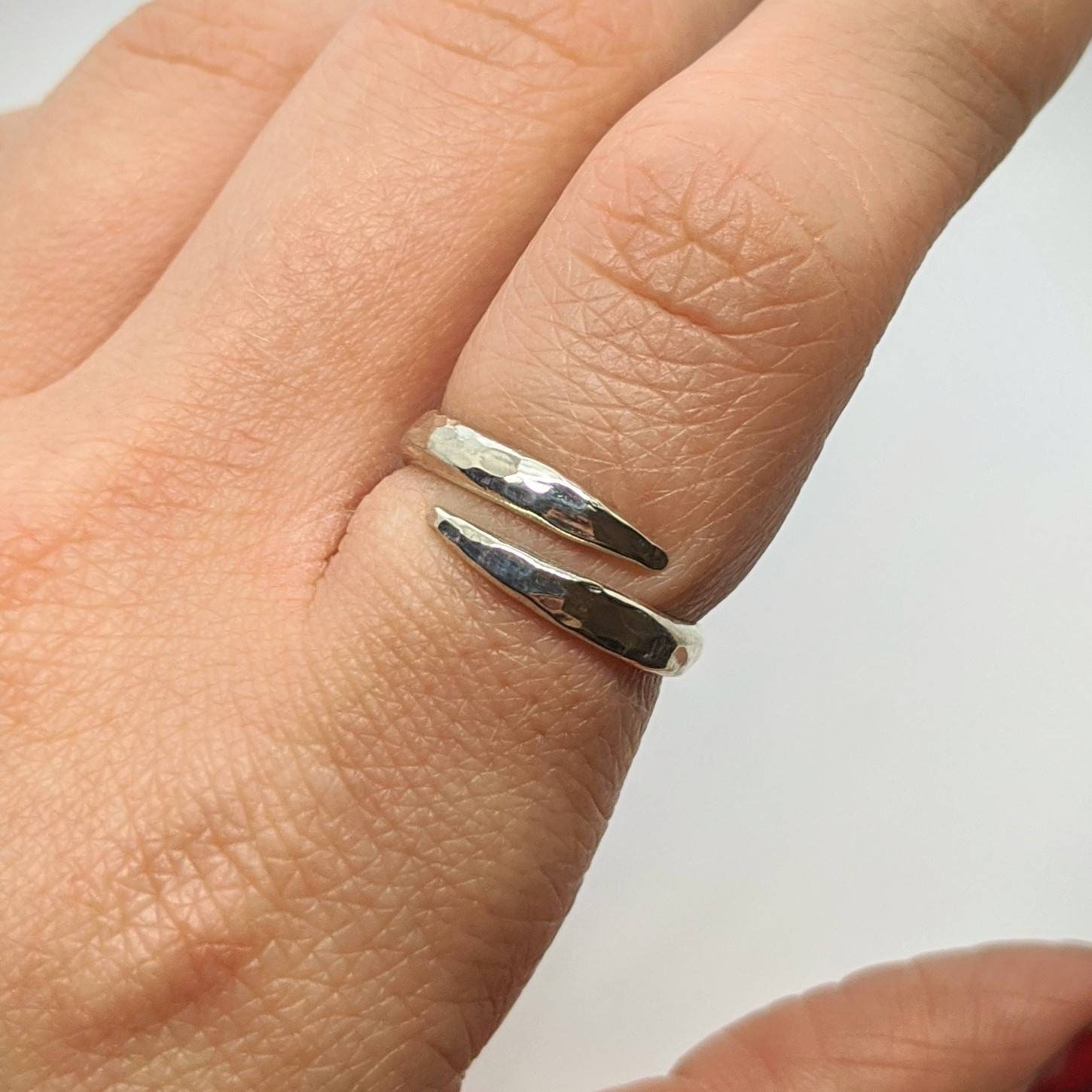 Silver open ring polished or textured | Etsy