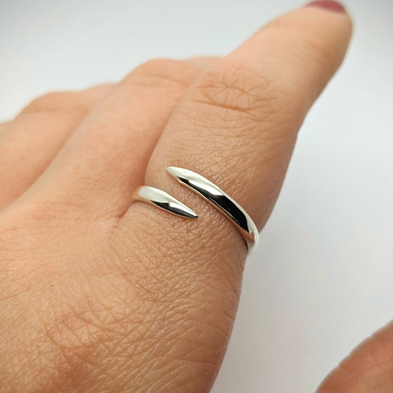 Silver open ring polished or textured | Etsy