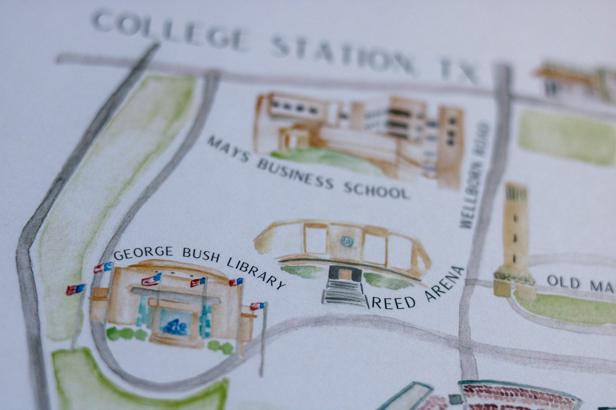 College Station Illustrated Map 8x10 Art Print Texas A&M - Etsy