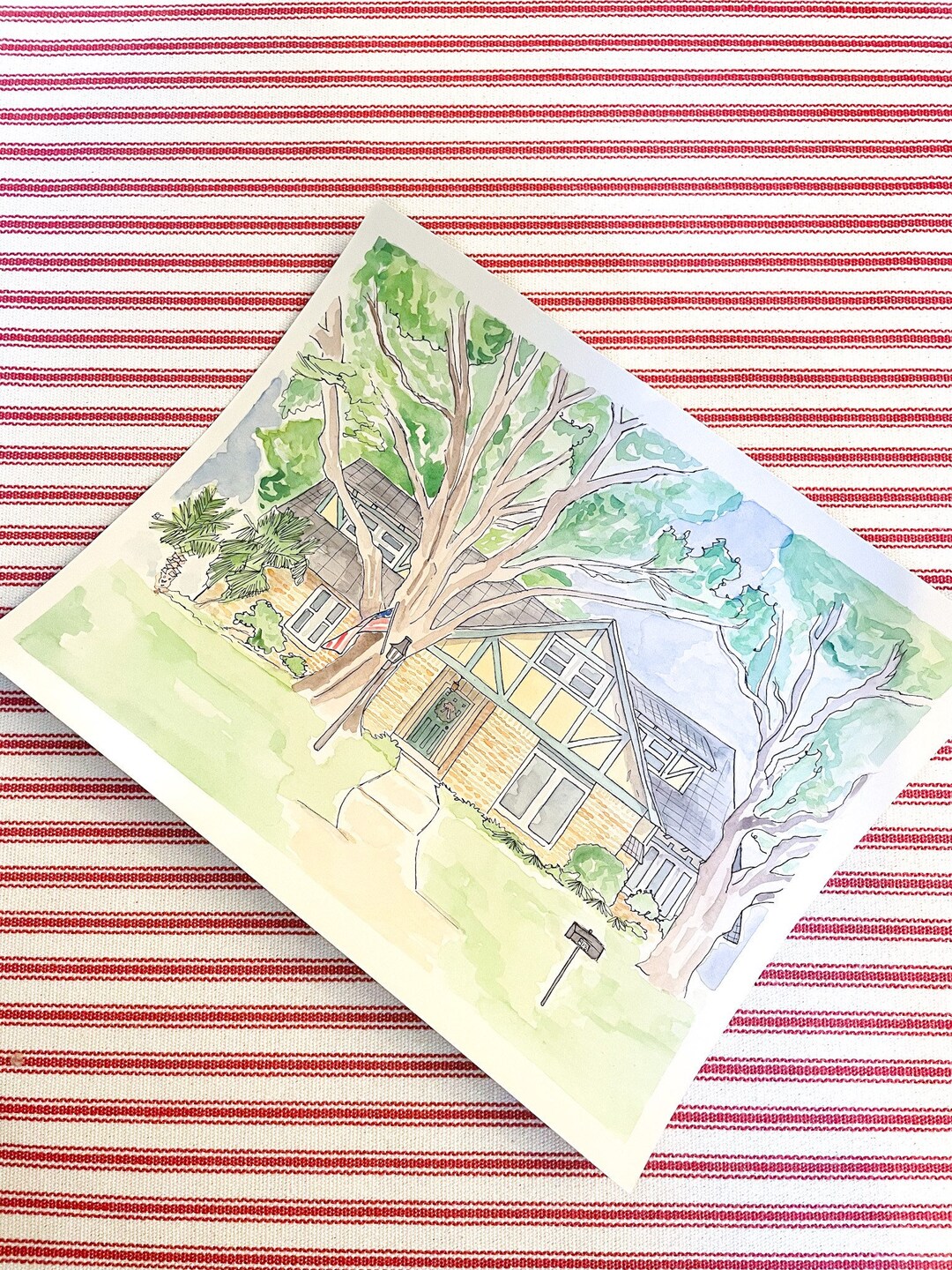 Watercolor Custom House Drawing, Hand Drawn Heirloom Sketch, Painting ...