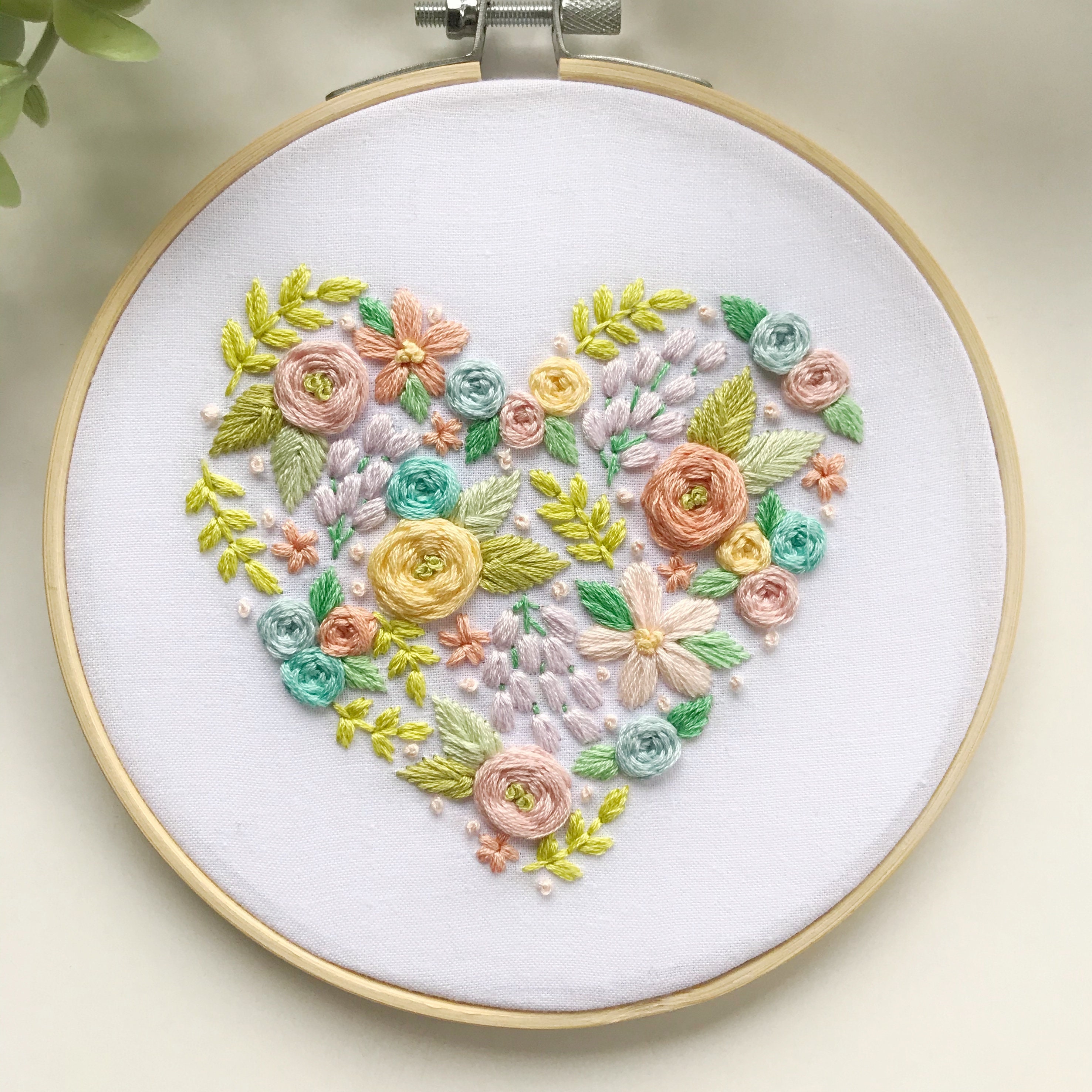 PDF PATTERN | Floral Heart, Beginner Embroidery Pattern, Heart ...