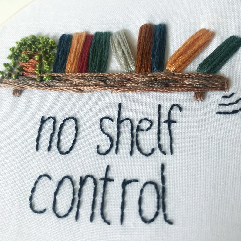PDF PATTERN | No Shelf Control, Beginner Embroidery Pattern, Bookworm ...