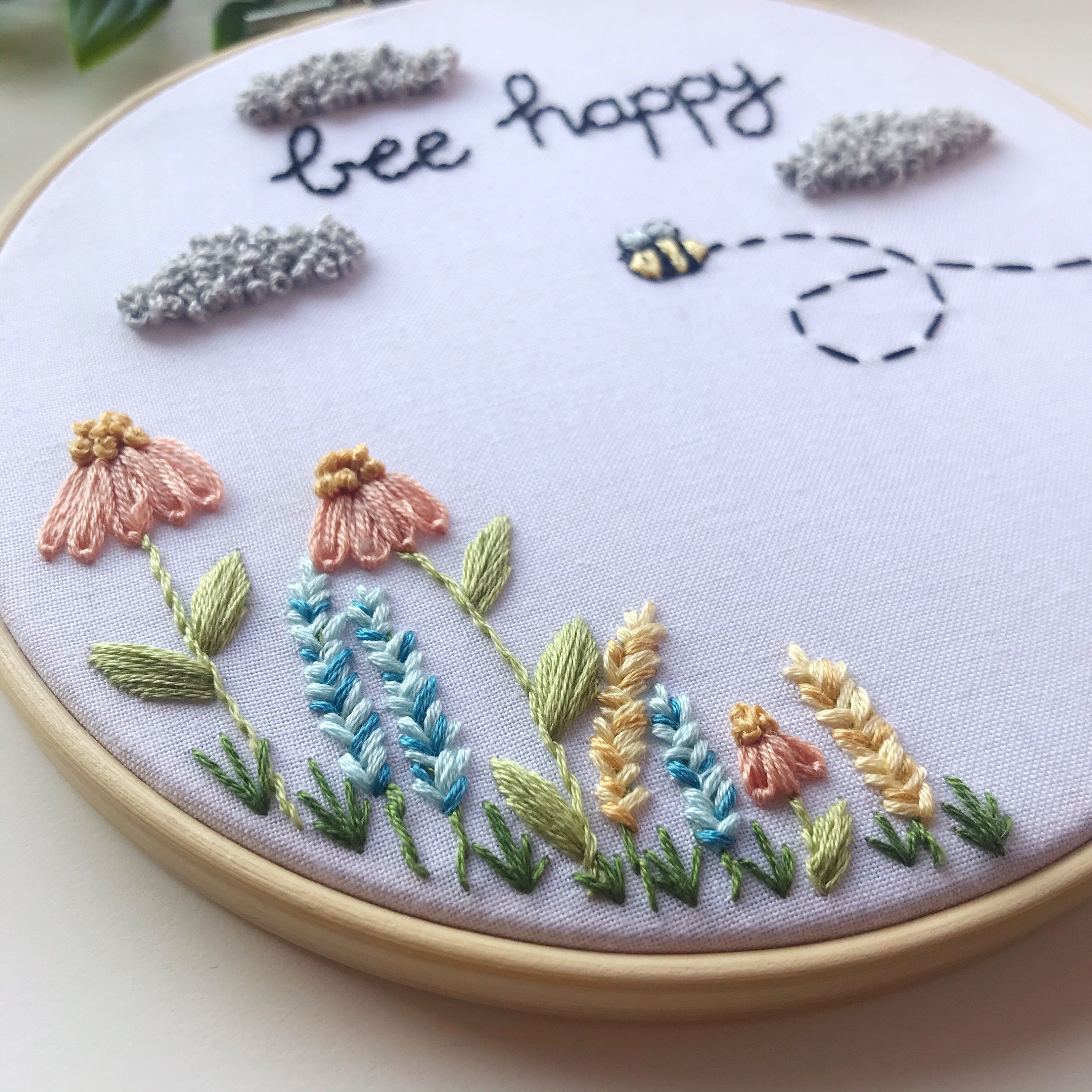 PDF PATTERN Bee Happy Beginner Embroidery Pattern Gift for - Etsy