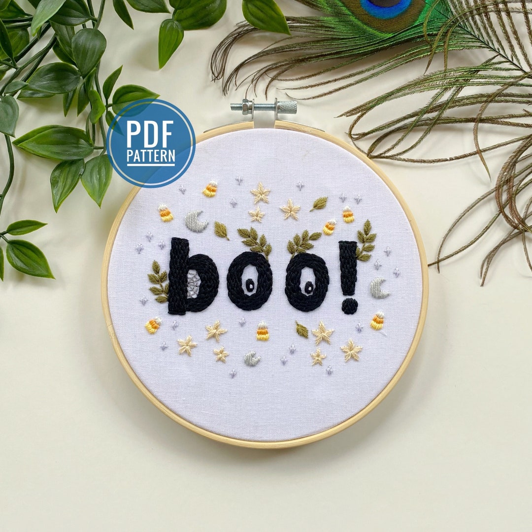 PDF PATTERN | Boo! Halloween, Spooky Decor, Halloween Embroidery, Candy ...