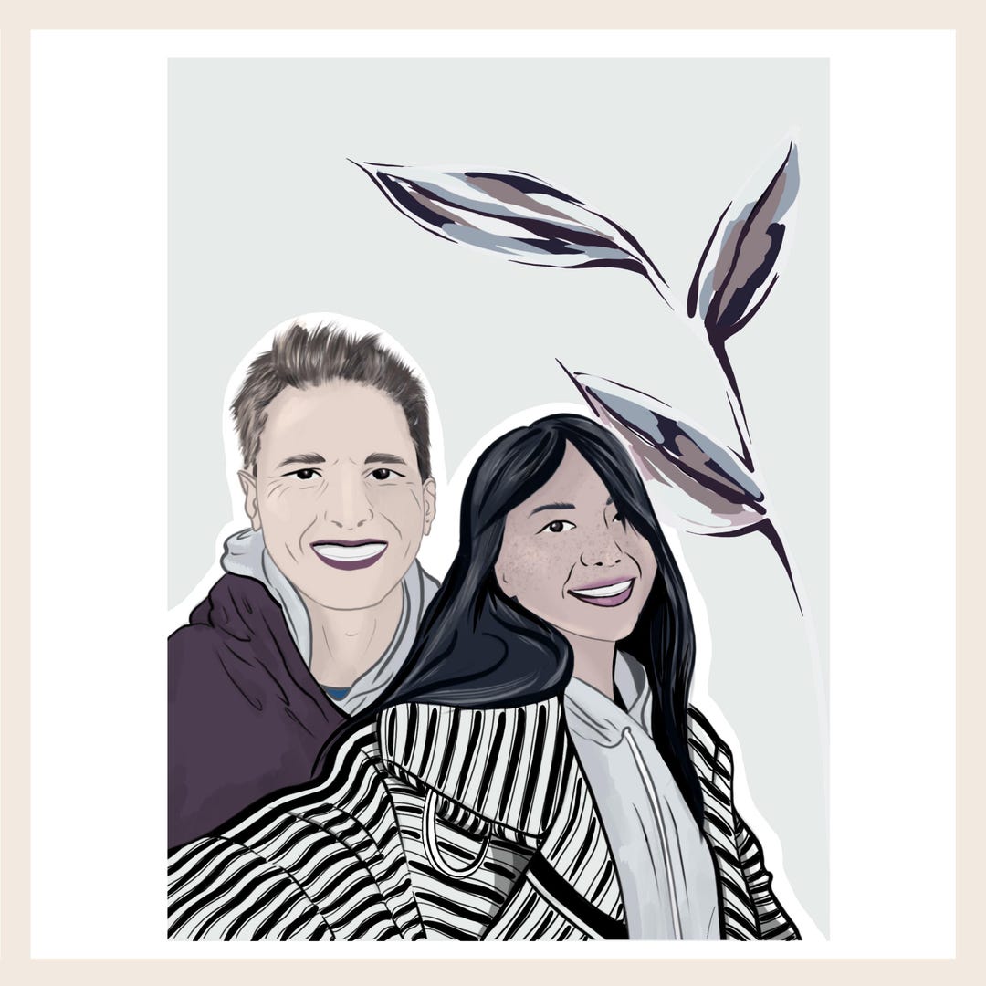 Personalized Couple Digital Drawing, Minimal Portrait From Photo ...