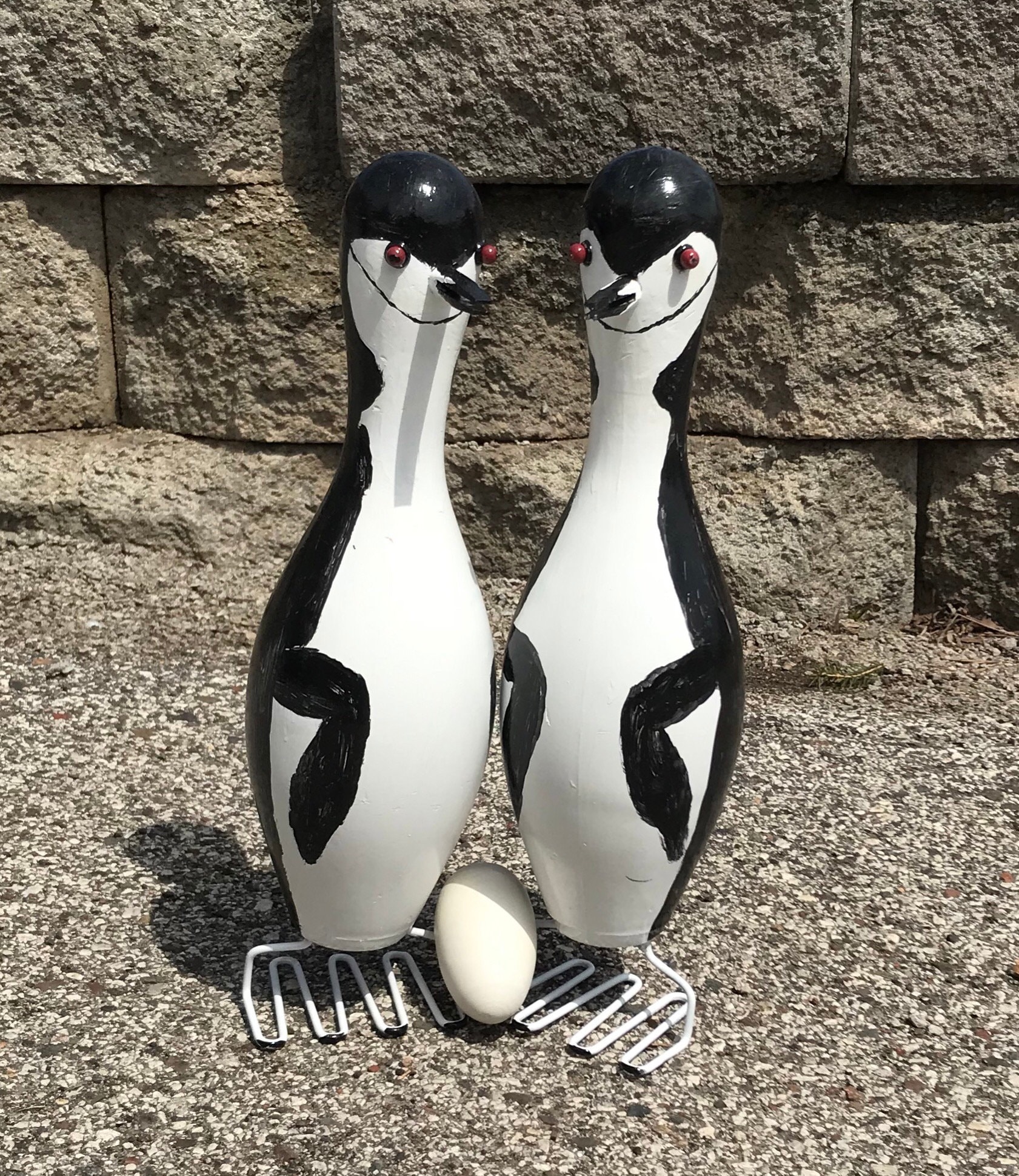 Penguin Yard Art Made From an Old Bowling Pin | Etsy