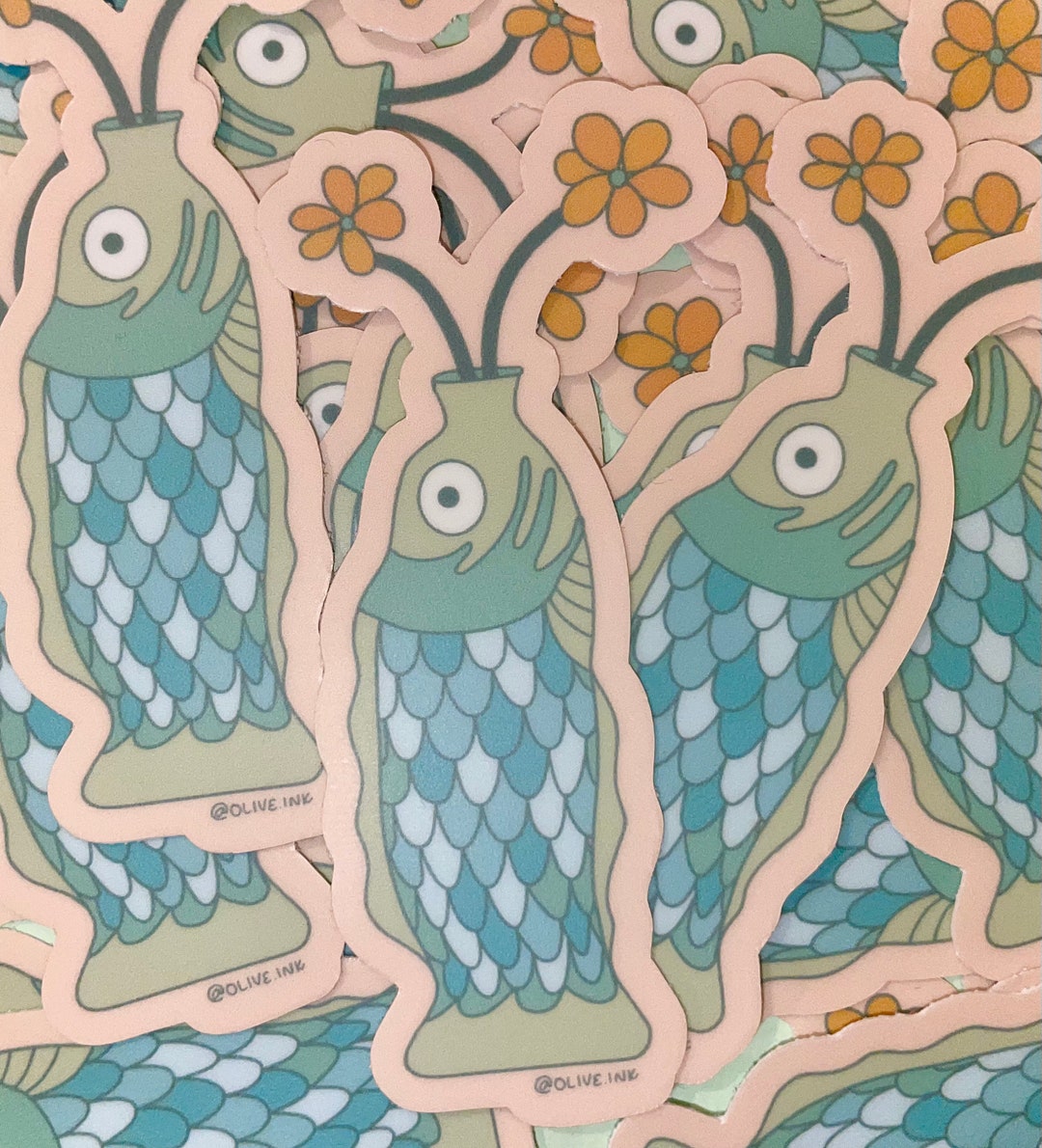 Fish Vase // Sticker for Water Bottle // Decal - Etsy