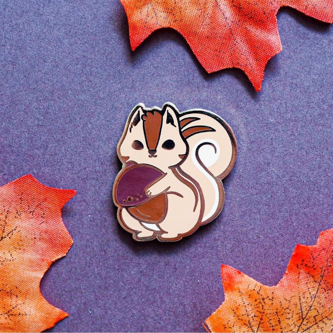 Squirrel With Acorn Hard Enamel Pin friends of Japan Autumn - Etsy