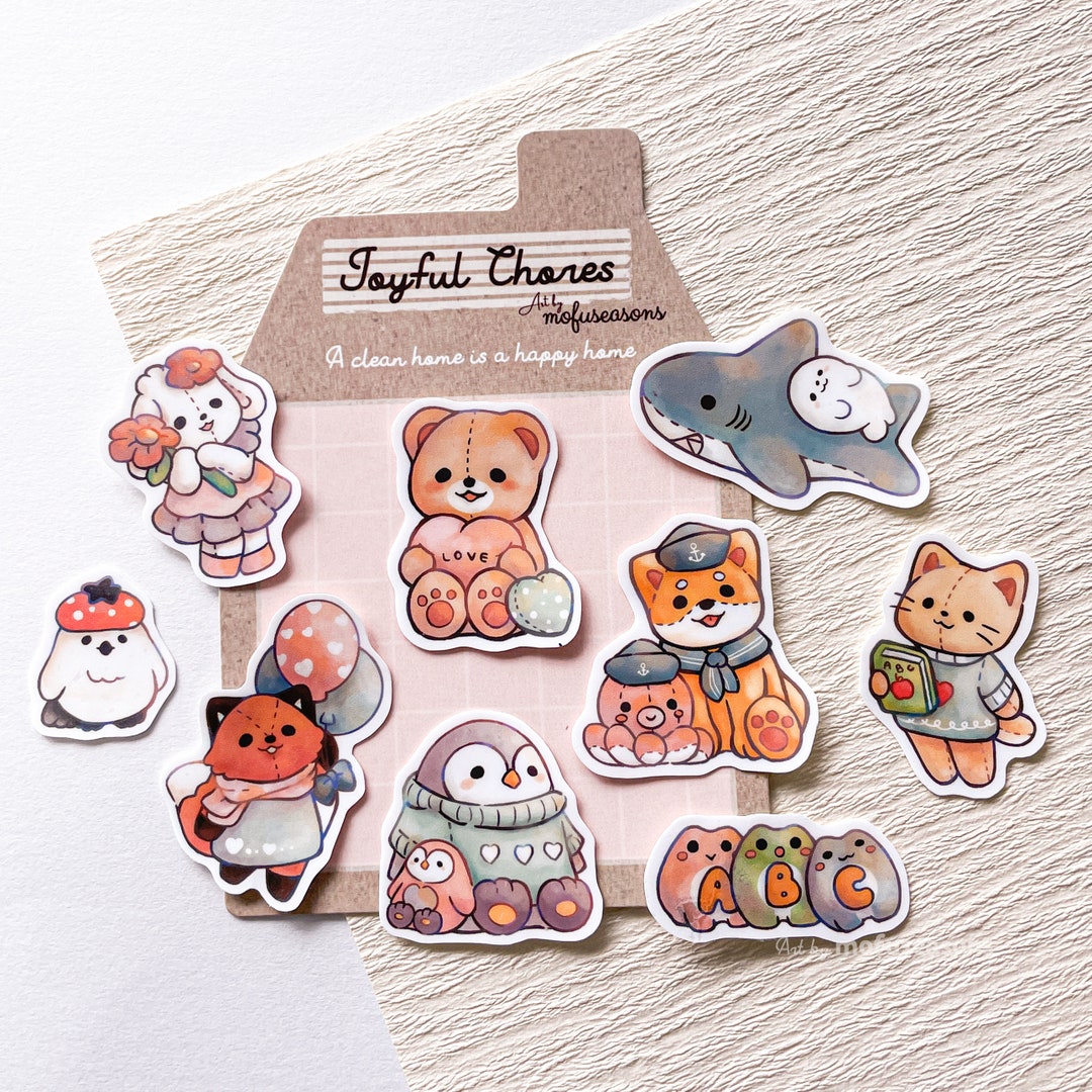 Joyful Plushies Sticker Pack | Set of 9 Vinyl Stickers | Original ...