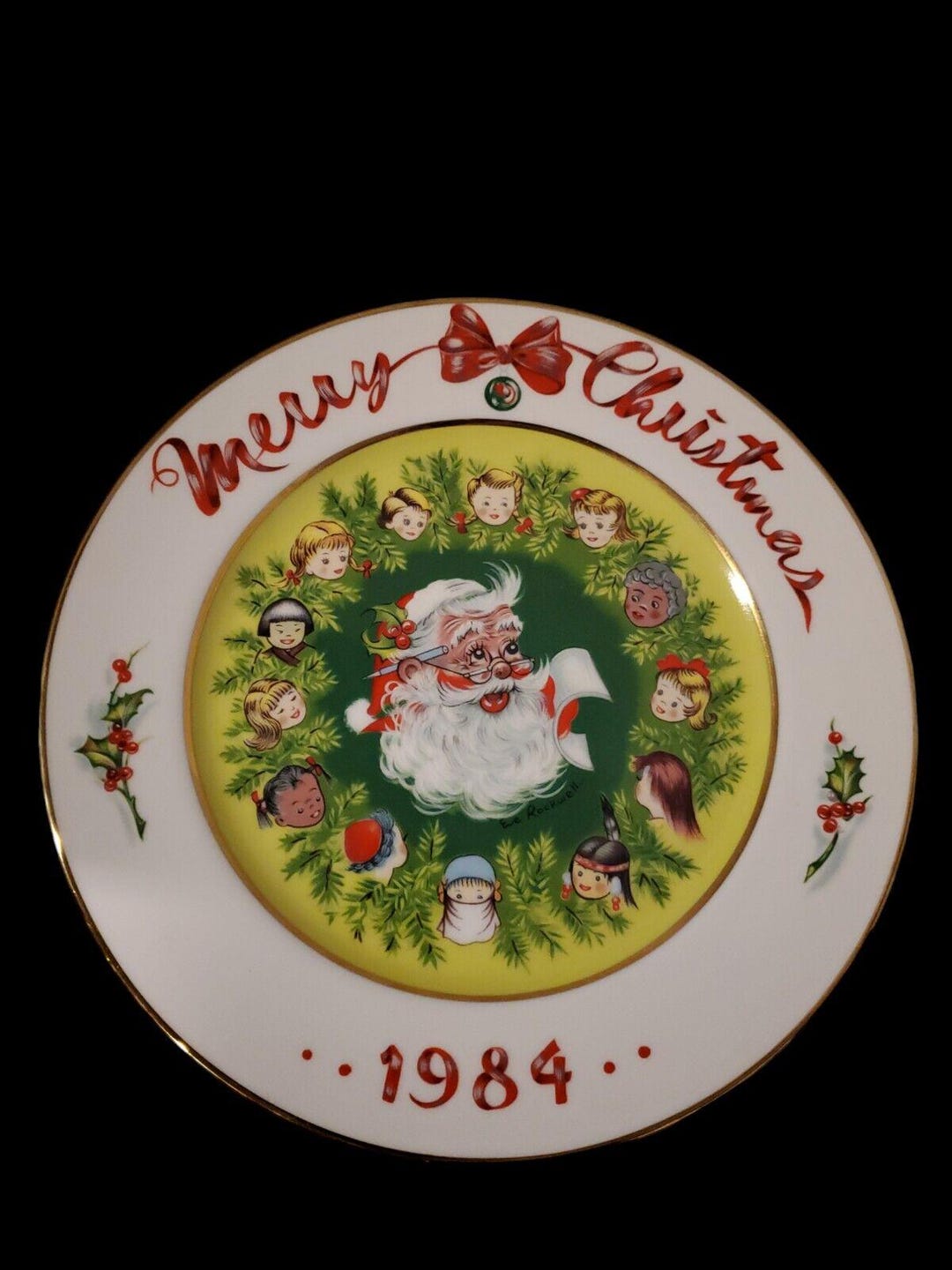 Vintage 1984 Merry Christmas Collector's Plate 10.25 by Eve Rockwell - Etsy