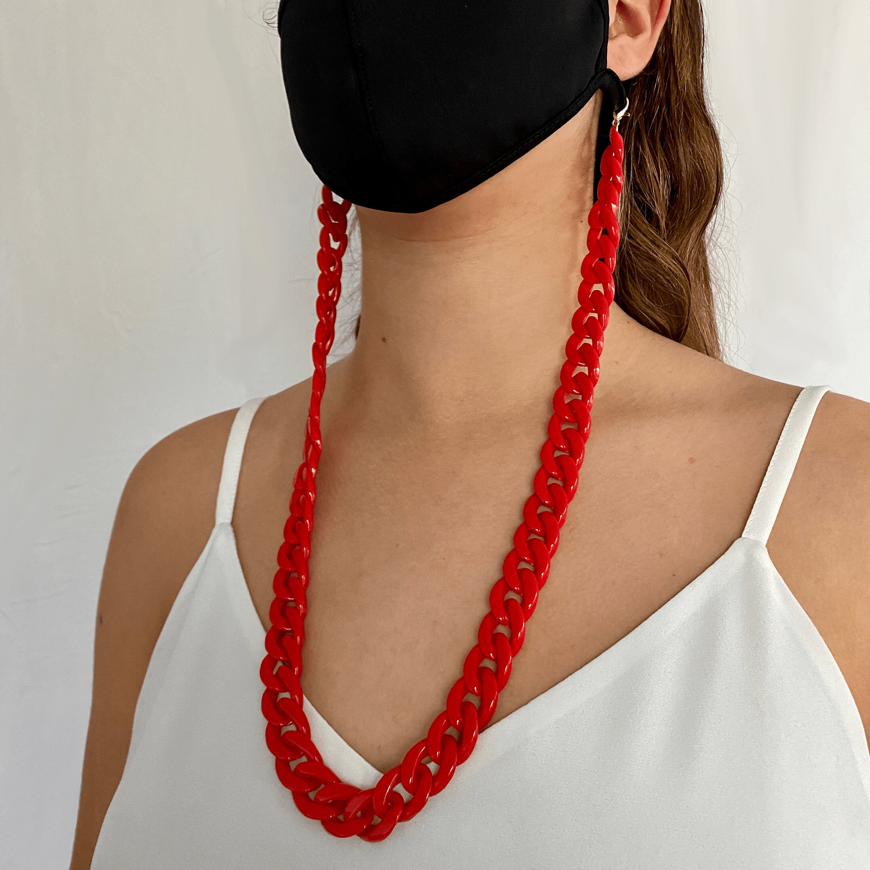 Designer Red Acrylic Mask chain | Etsy