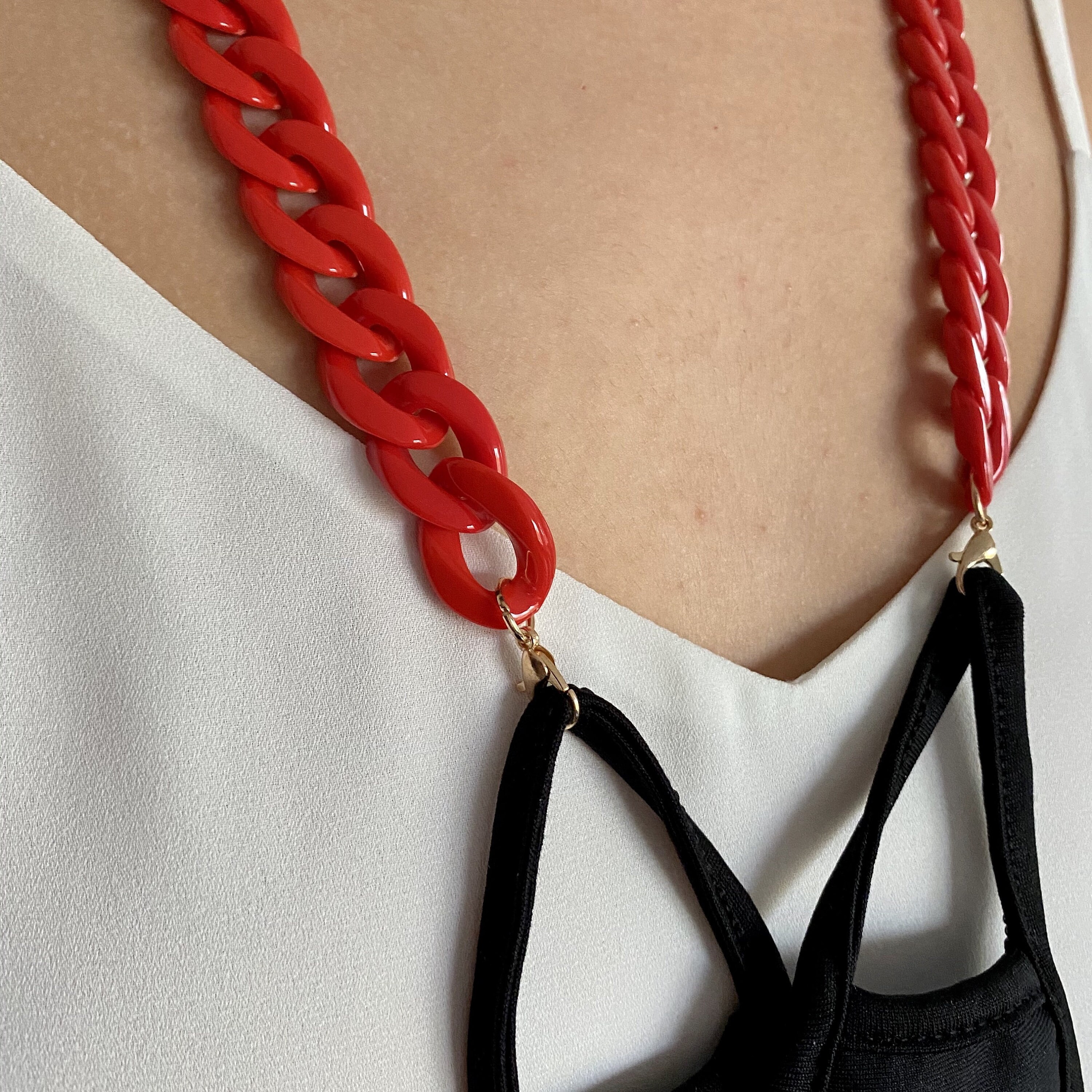 Designer Red Acrylic Mask chain | Etsy