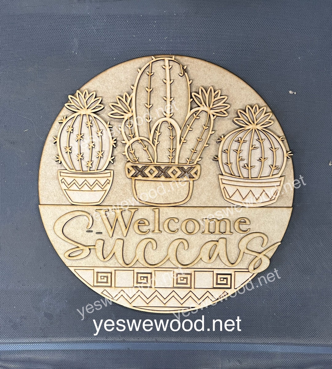 Welcome Succas Cactus Door Hanger Blank Kit: 3D DIY (18") - Etsy