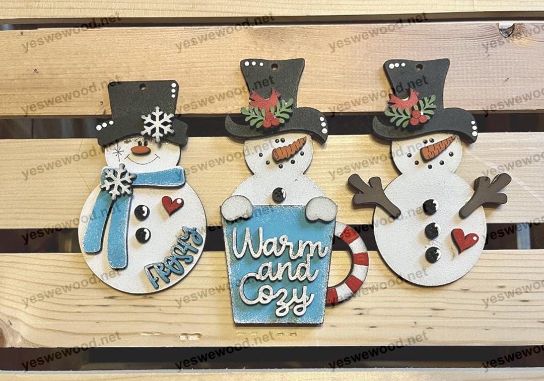 Unfinished Snowman Ornament Set, DIY Holiday MDF Craft, Paint Party - Etsy