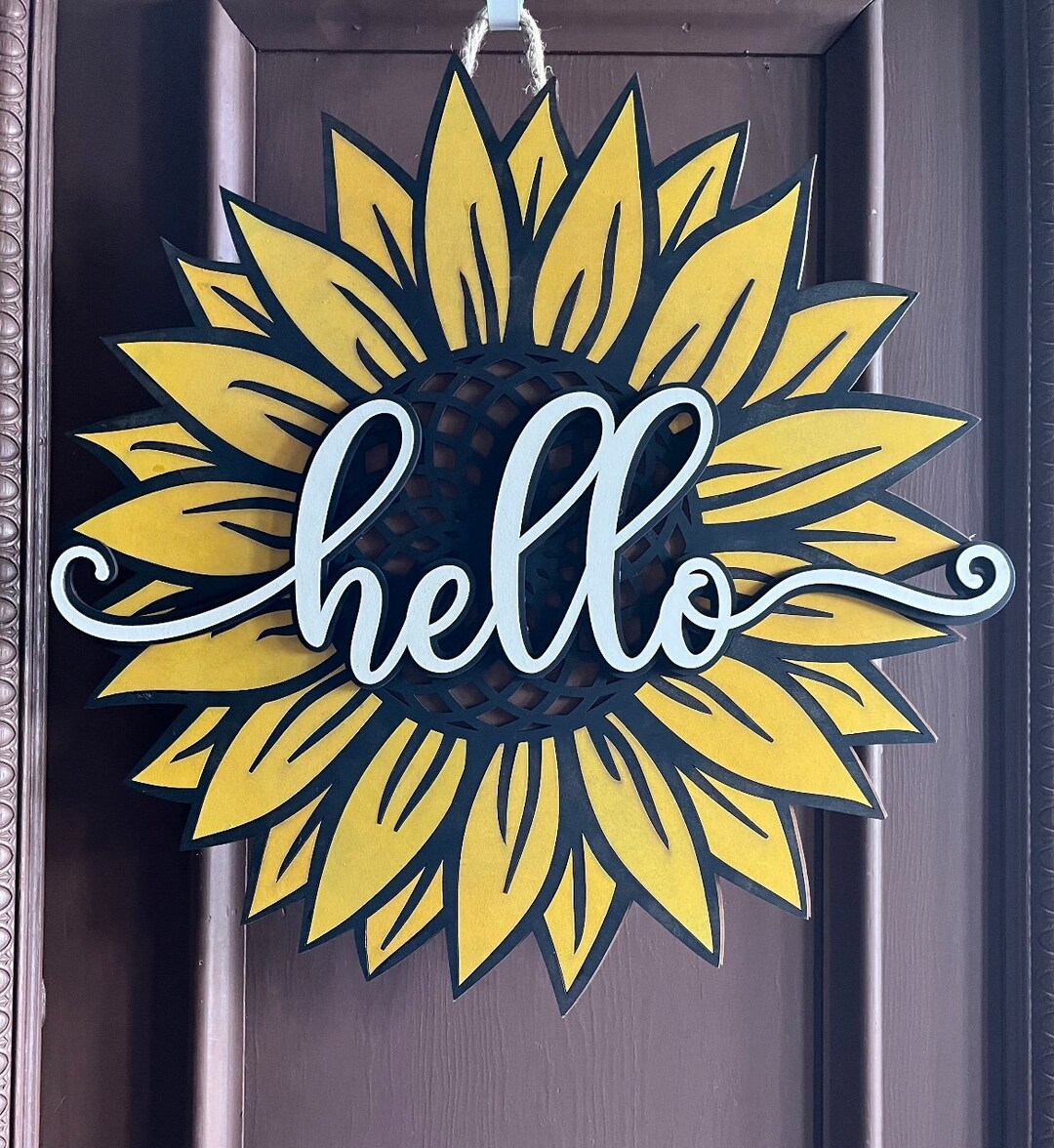 Sunflower Door Hanger, BLANK, 3D Layers, Unfinished, DIY Door Decor ...