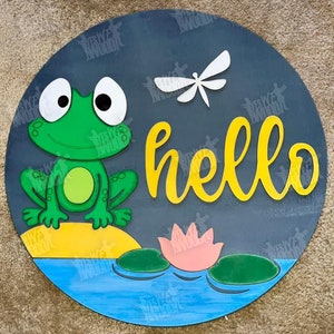Frog, Door Sign, Hello, Spring, Fireflies, Froggy, Lily Pads, Ready to ...