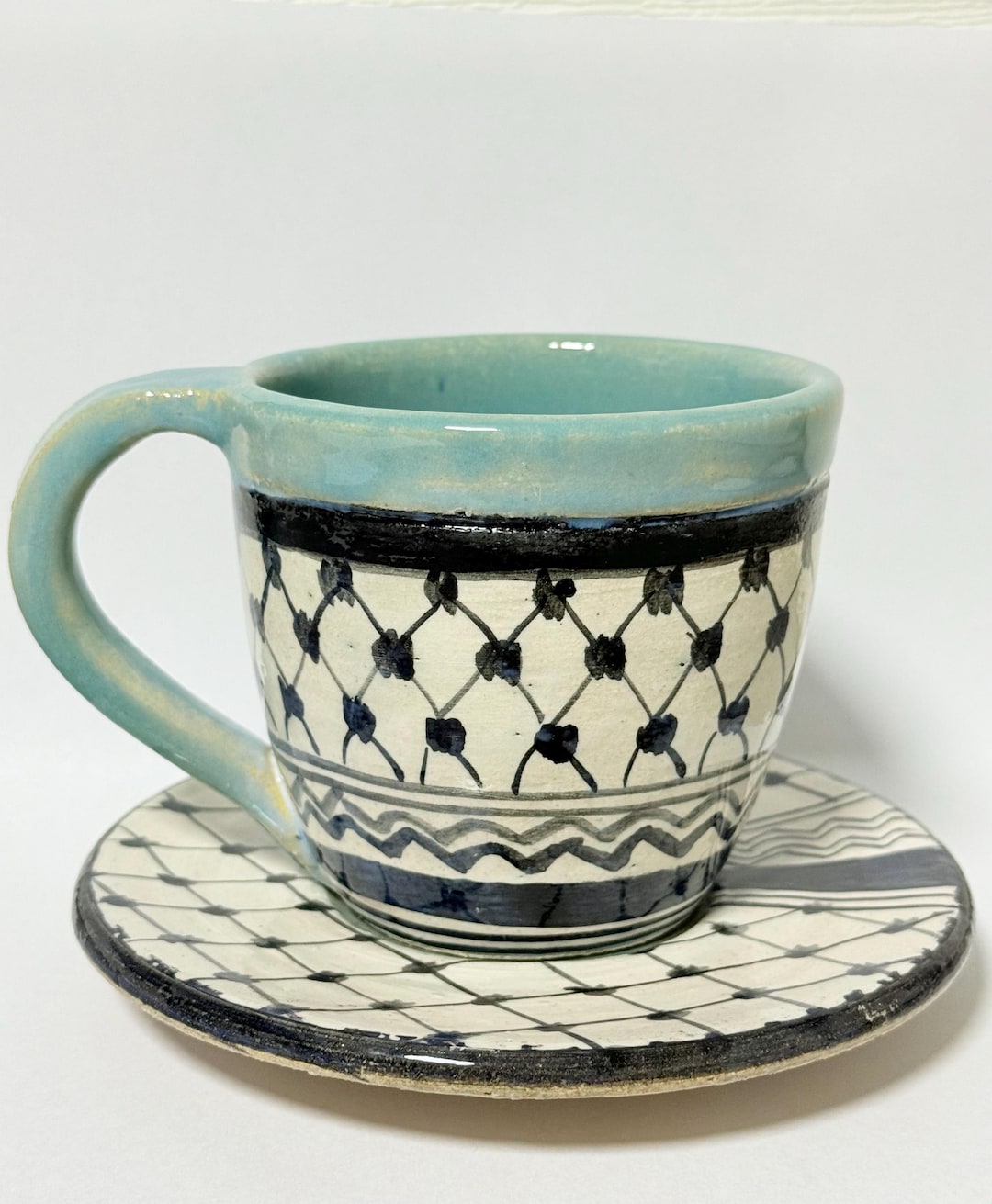 Decorative Tea Cup With Kufiya Pattern Elegant Handcrafted Design - Etsy