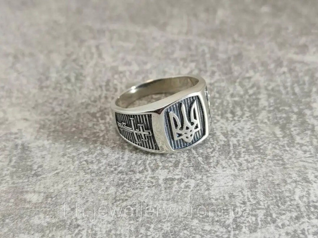 New Silver Ring All Sizes Ukrainian Ring With a Trident Ring With the ...