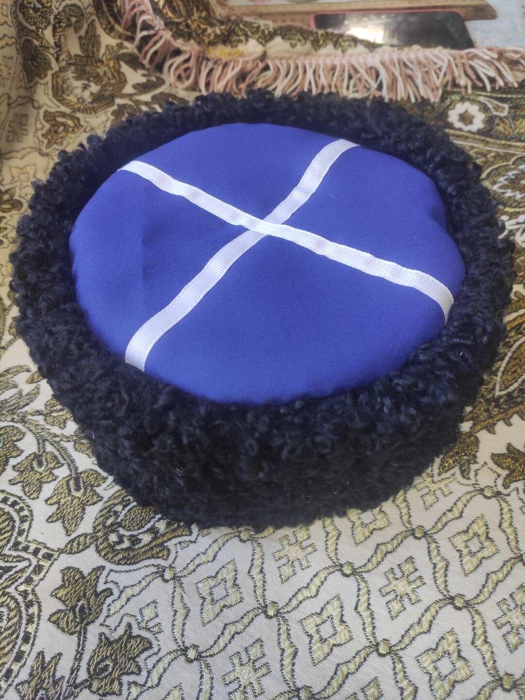 New Cossack Hat Kubanka Cossack Hat With a Blue Top. Hat With Astrakhan ...