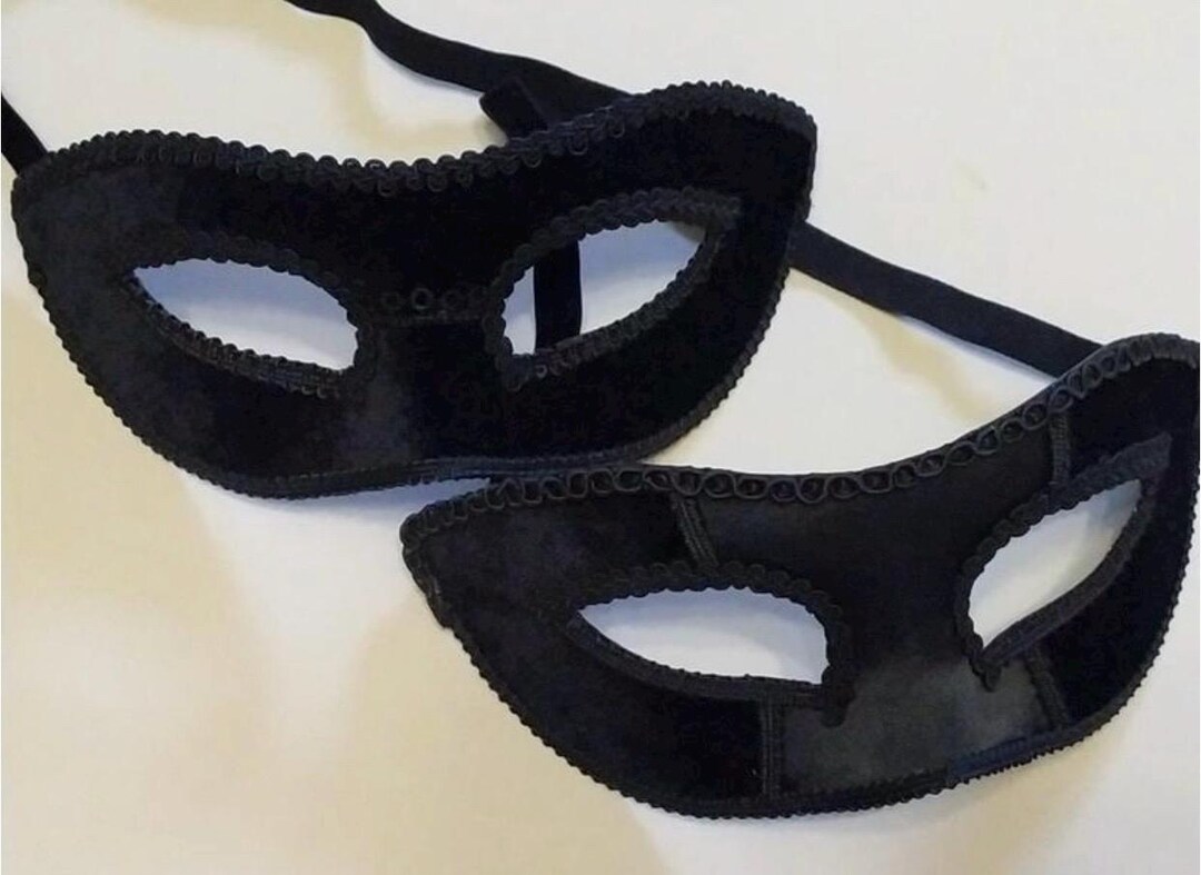 Black Men's Mask Velvet Carnival Mask Black Venetian Mask Black Velvet ...