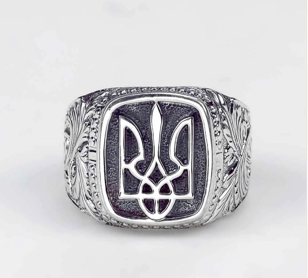 New Men's Silver Ring All Sizes Ukrainian Ring With a Trident Ring With ...