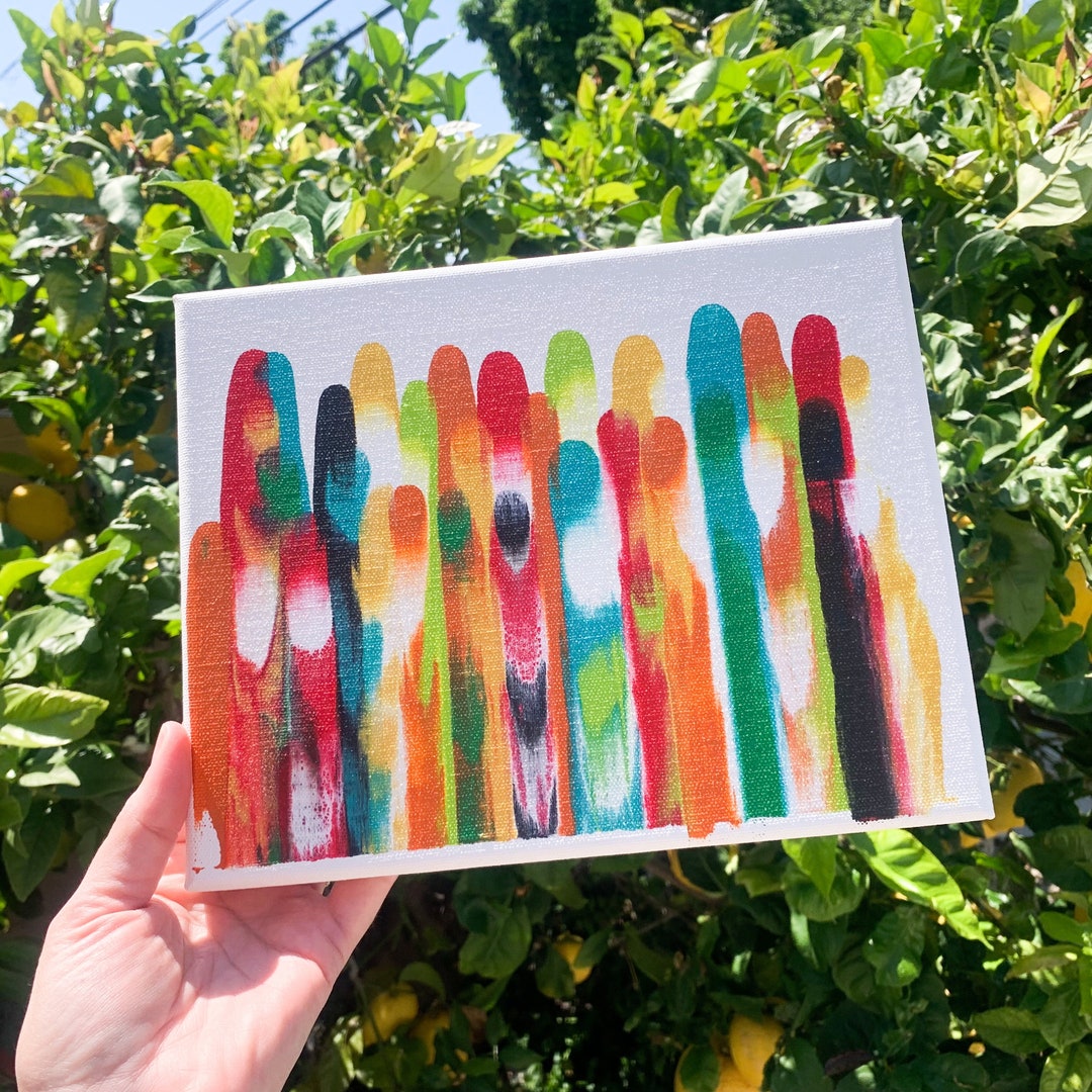 Abstract Acrylic Scrape Painting Colorful Housewarming Gift Idea ...