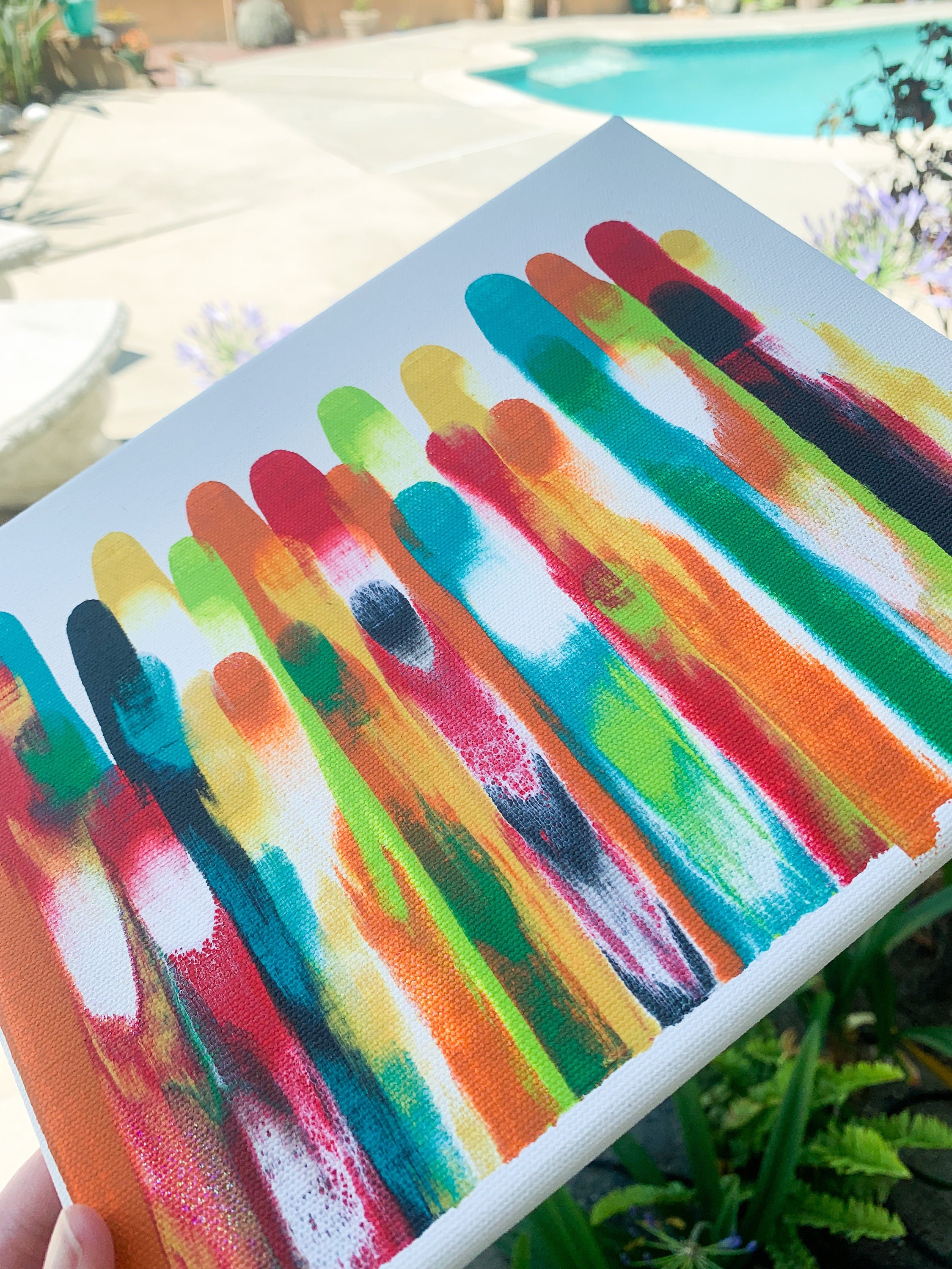 Abstract Acrylic Scrape Painting Colorful Housewarming Gift Idea ...