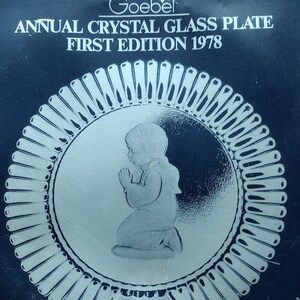 Vintage Goebel Crystal Glass Plate, First Edition, 1978, Frosted Angel ...