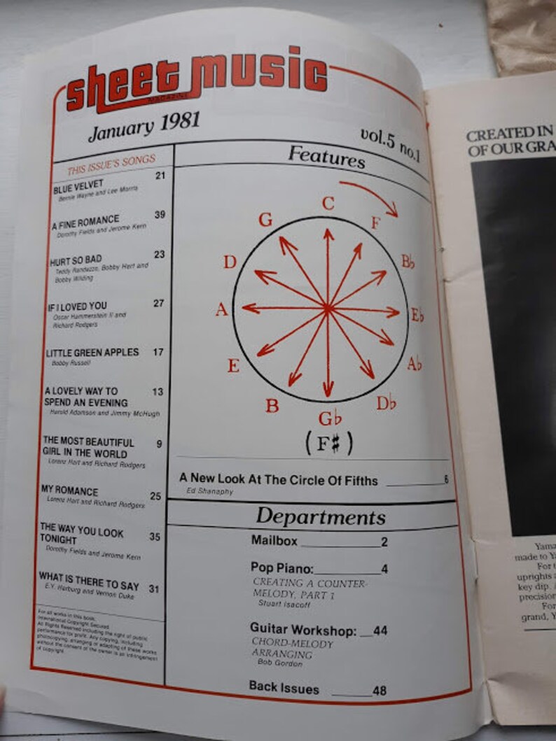 Vintage sheet Music Magazine Fourth Anniversary Issue, January 1981 ...